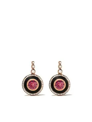 SELIM MOUZANNAR 18kt Diamond And Rhodolite Earrings - Rose Gold