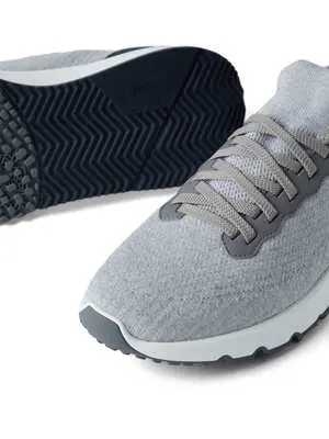 Brunello Cucinelli Knit Sneakers With Leather Trim - Grey
