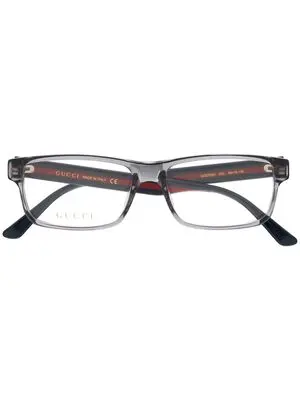 Gucci Web Detail Rectangular-frame Glasses - Blue