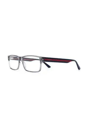 Gucci Web Detail Rectangular-frame Glasses - Blue