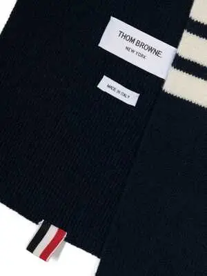 Thom Browne Cashmere Rib 4-bar Scarf - Blue