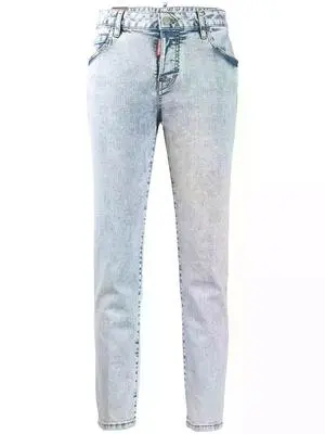 Dsquared2 Straight Leg Acid Wash Jeans - Blue