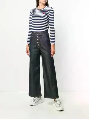 Play Comme Des Garcon Double Heart Logo Striped T-shirt