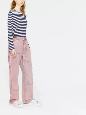 Play Comme Des Garcon Double Heart Logo Striped T-shirt