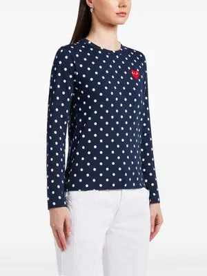 Play Comme Des Garcon Polka Dot Heart Logo T-shirt - Blue