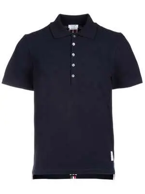 Thom Browne Pique Rwb Stripe Relaxed Polo - Blue