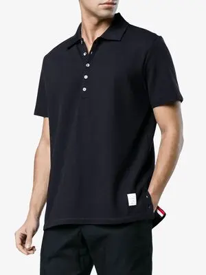 Thom Browne Pique Rwb Stripe Relaxed Polo - Blue