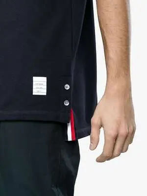 Thom Browne Pique Rwb Stripe Relaxed Polo - Blue