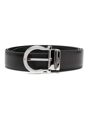 FERRAGAMO Gancini Leather Belt - Black