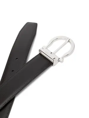 FERRAGAMO Gancini Leather Belt - Black