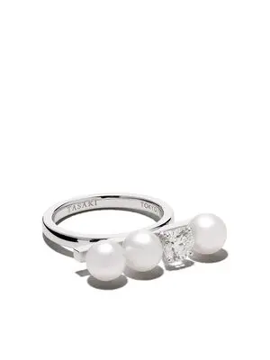 TASAKI 18kt Akoya Pearl And Diamond Ring - Silver