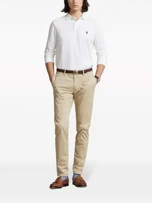 Polo Ralph Lauren Logo Embroidered Long-sleeve Polo Shirt - White