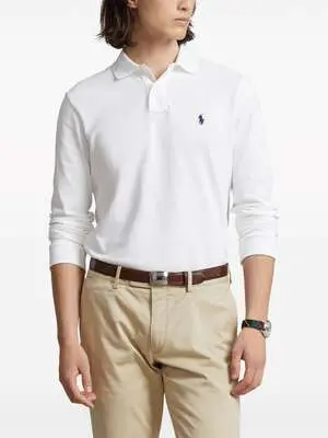 Polo Ralph Lauren Logo Embroidered Long-sleeve Polo Shirt - White