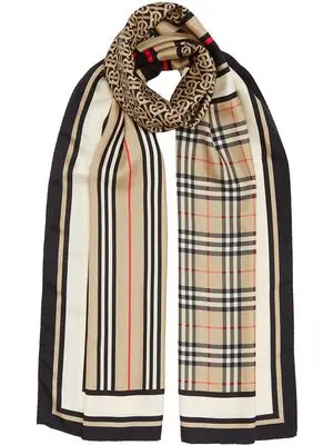 Burberry Montage Print Silk Scarf - Neutrals