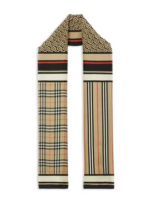 Burberry Montage Print Silk Scarf - Neutrals
