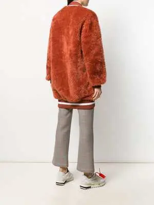 Off-White Embroidered Furry Varsity Cardigan - Orange
