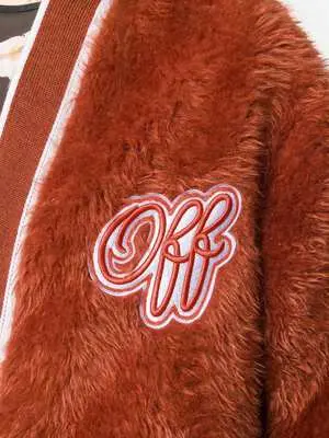 Off-White Embroidered Furry Varsity Cardigan - Orange