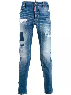 Dsquared2 Distressed Straight Jeans - Blue