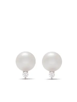 TASAKI 18kt Akoya Pearl And Diamond Earrings - Silver