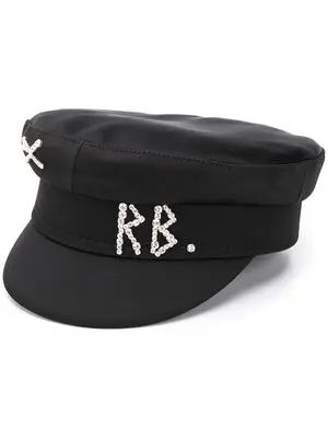 Ruslan Baginskiy Rhinestone Logo Breton Hat - Black