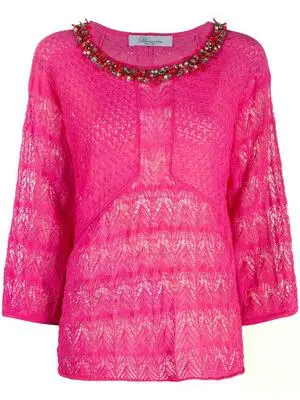 Blumarine Embellished Knit Blouse