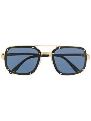 Cartier Santos De Square-frame Sunglasses - Gold