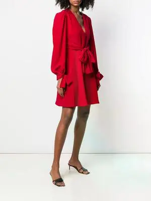 Stella McCartney Silk V-neck Tie Waist Mini Dress