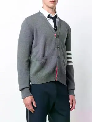 Thom Browne Cotton Crepe V-neck Cardigan - Grey