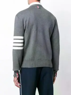 Thom Browne Cotton Crepe V-neck Cardigan - Grey