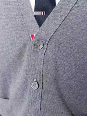 Thom Browne Cotton Crepe V-neck Cardigan - Grey
