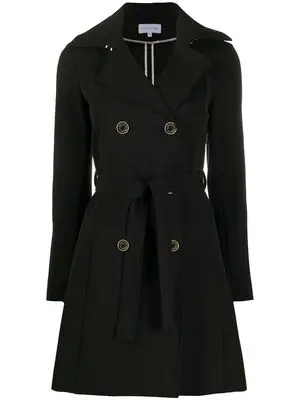 Patrizia Pepe Double Breasted Trench Coat - Black