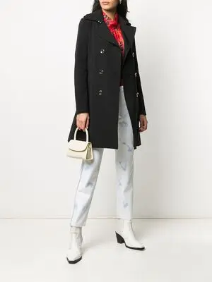 Patrizia Pepe Double Breasted Trench Coat - Black