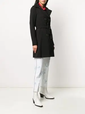 Patrizia Pepe Double Breasted Trench Coat - Black