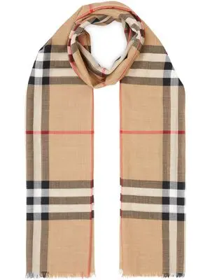 Burberry Lightweight Check Wool And Silk Scarf