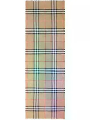 Burberry Lightweight Check Wool And Silk Scarf - Neutrals