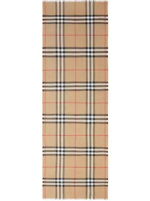 Burberry Lightweight Check Wool And Silk Scarf