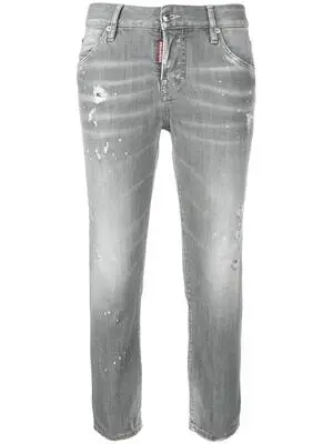 Dsquared2 Stonewashed Skinny Crop Jeans - Grey