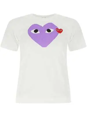 Play Comme Des Garcon Heart-print T-shirt - White