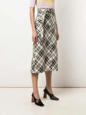 ELLERY Check Belted A-line Skirt