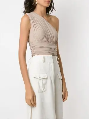 AMIR SLAMA Ruched Panel Top - Neutrals