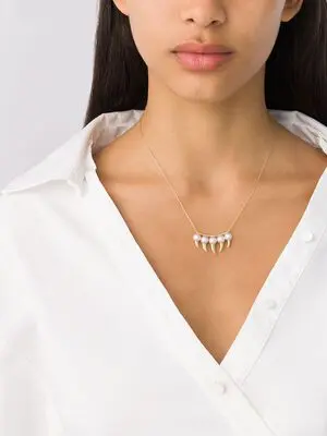 TASAKI 18kt Akoya Pearl And Diamond Danger Fang Necklace