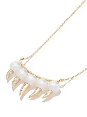 TASAKI 18kt Akoya Pearl And Diamond Danger Fang Necklace