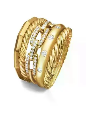 David Yurman 18kt Yellow Stax Diamond Ring - Gold