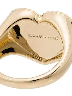 Yvonne Léon 9kt Yellow Heart Signet Ring With Diamond