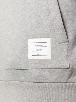 Thom Browne Cotton-jersey Hoodie With Signature Stripe Detail - Grey
