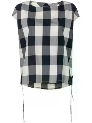 Woolrich Woolrich Checked Cotton Poplin Sleeveless Blouse Blue