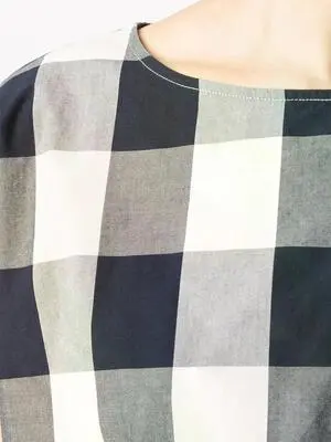 Woolrich Checked Cotton Poplin Sleeveless Blouse - Blue