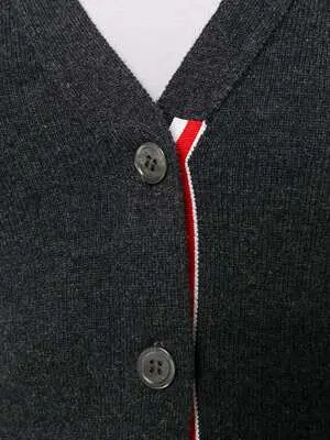 Thom Browne 4-bar V-neck Cashmere Cardigan - 025 Dark Grey