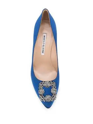 Manolo Blahnik Hangisi 70mm Embellished Buckle Pumps - Blue