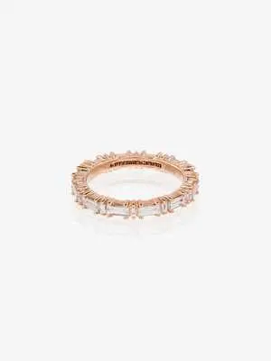 SUZANNE KALAN 18kt Rose Gold Baguette Diamond Ring - Pink